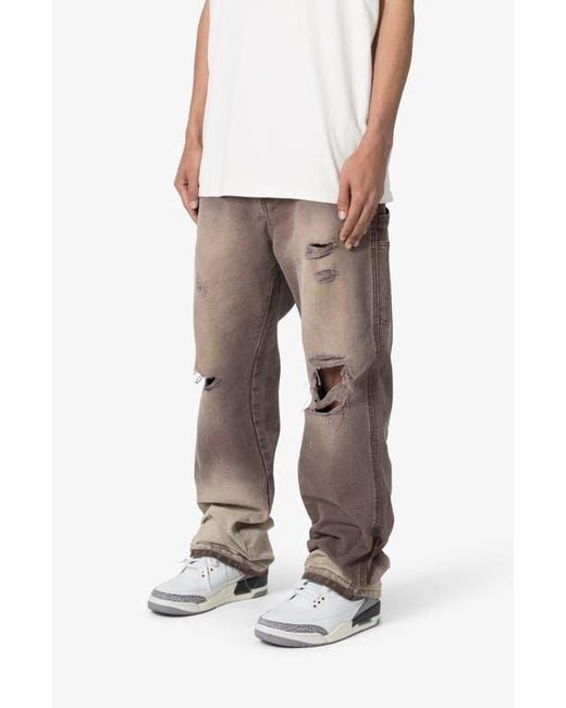 MNML Ultra Baggy Ripped Work Pants in Natural for Men | Lyst