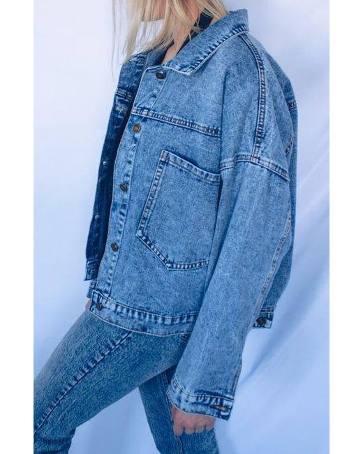 RIVALRY RUNWAY Lips Print Denim Jacket in Blue | Lyst