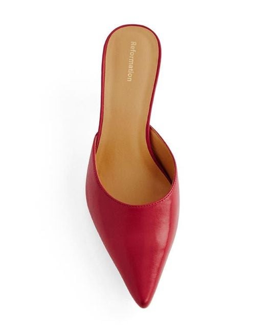 Reformation Wilda Pointed Toe Kitten Mule in Red | Lyst