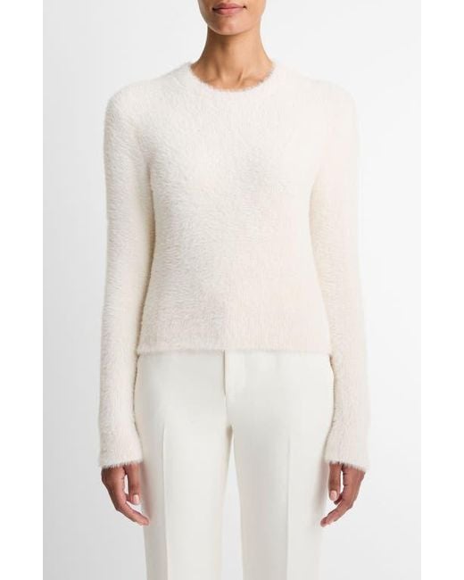 Vince Eyelash Crewneck Sweater in White | Lyst
