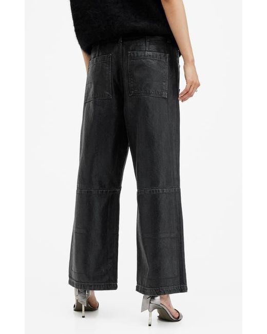 AllSaints Tay Straight Leg Carpenter Jeans in Black | Lyst