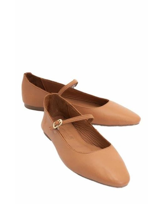 Forever & Always Shoes Lara Leather Mary Jane Flats in Brown | Lyst