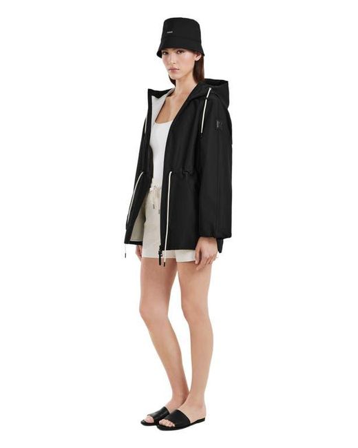 Rudsak Sophie Short Hooded Rain Trench in Black | Lyst