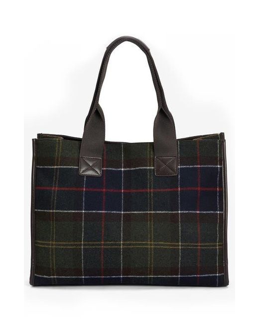 Barbour Tartan Plaid Wool Blend Tote in Black | Lyst