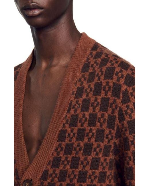 Sandro Jacquard Square Cross Pattern in Brown for Men | Lyst
