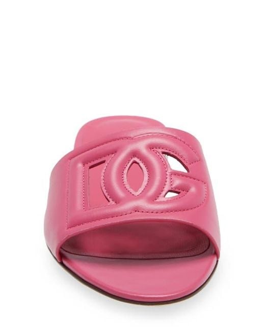 Dolce & Gabbana Bianca Interlock Slide Sandal in Pink | Lyst