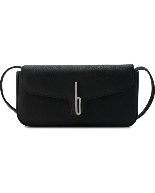 BEHNO Mini Claudia Pebble Leather Crossbody Bag in Black | Lyst