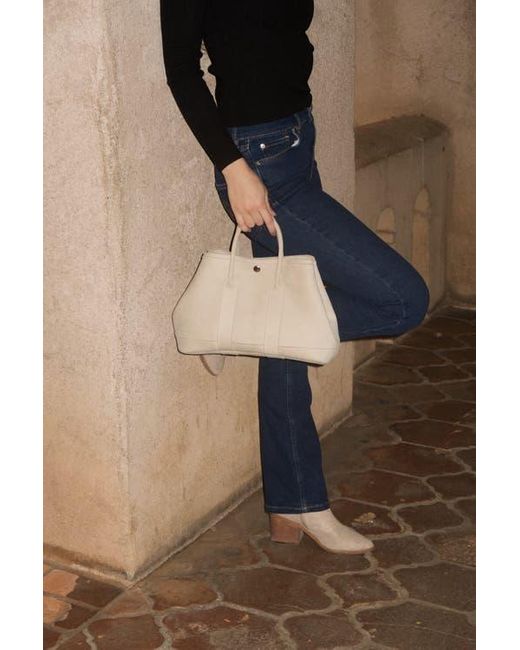 EZRA ARTHUR Audrey American Steer Leather Top Handle Bag in Natural | Lyst