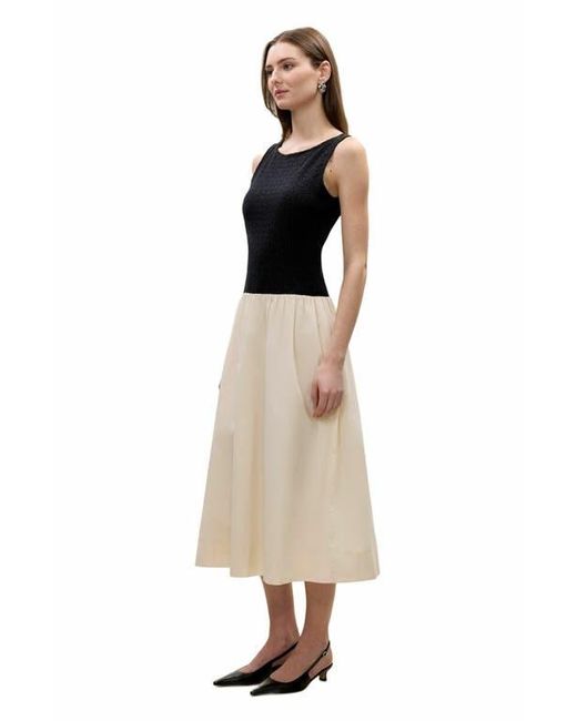 Rebecca Taylor Reese Mixed Media Dress in Natural | Lyst