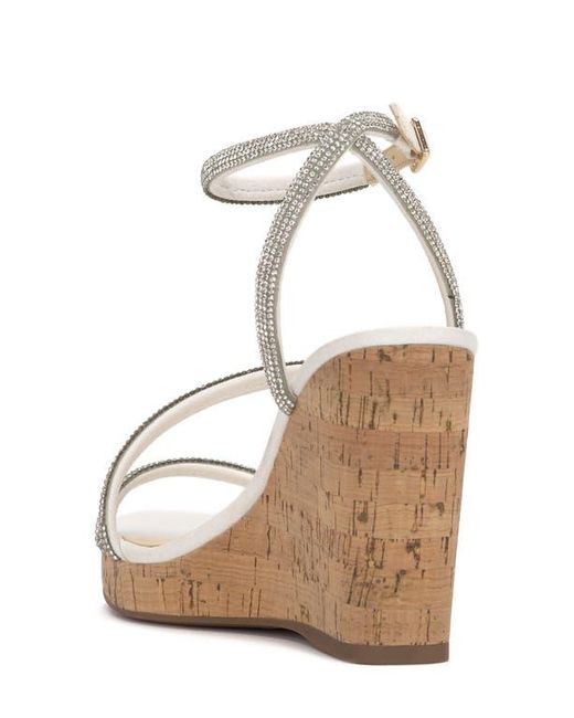 Jessica Simpson Tenley Ankle Strap Platform Wedge Sandal in Metallic | Lyst