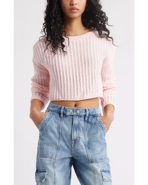 BP. Open Stitch Crop Sweater in Blue | Lyst
