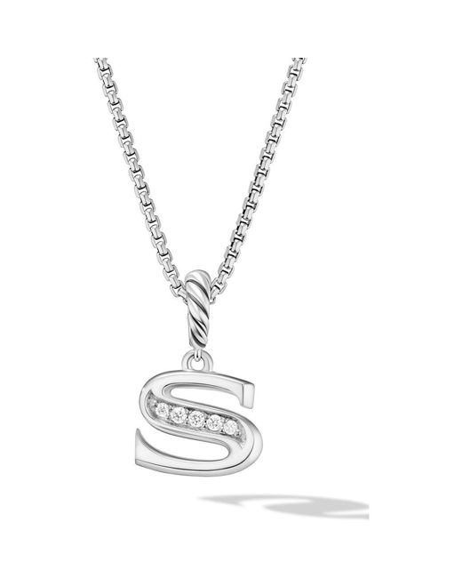 David Yurman Pavé Initial Pendant Necklace in Metallic | Lyst