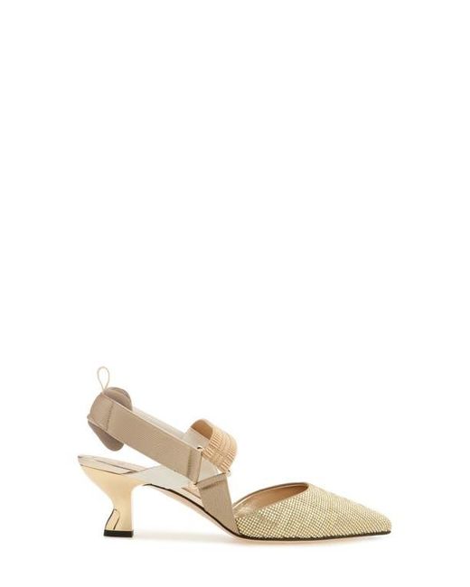 Fendi Colibri Crystal Embellished Pointed Toe Pump in Natural | Lyst