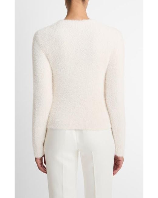 Vince Eyelash Crewneck Sweater in White | Lyst