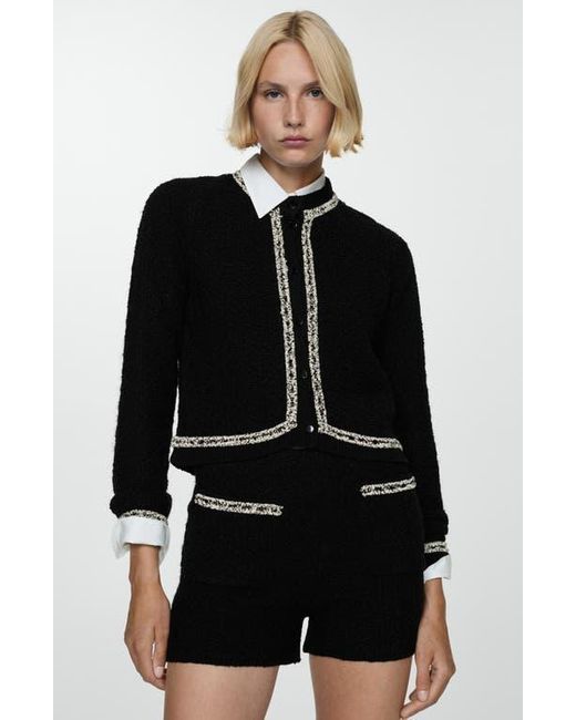 Mango Contrast Trim Knit Shorts in Black | Lyst