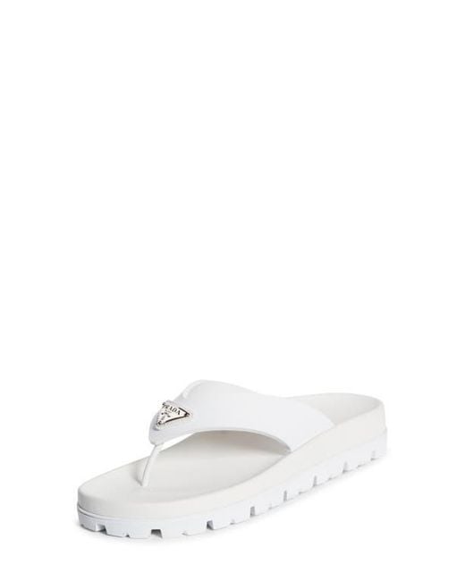 Prada Lug Sole Flip Flop in White | Lyst