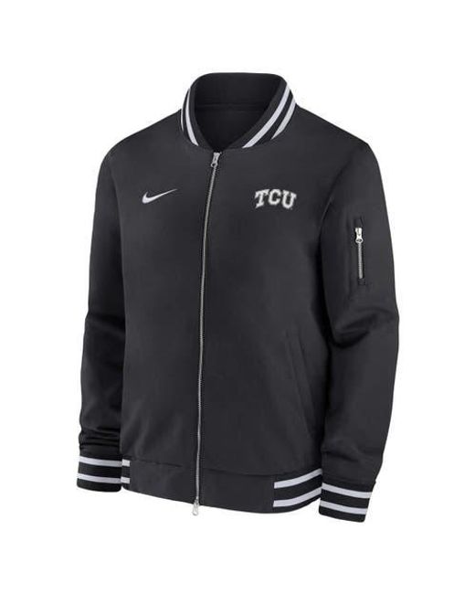 Nike Tcu Horned Frogs Full-Zip Bomber Jacket in Black for Men | Lyst
