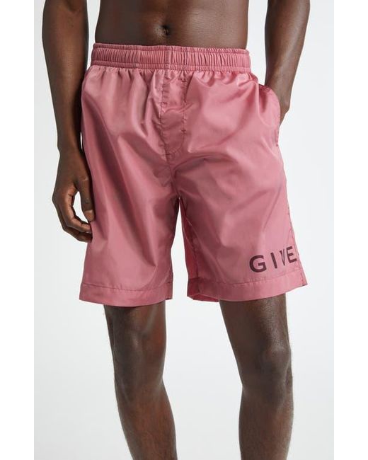 Givenchy Long Nylon Swim Trunks in Pink for Men | Lyst