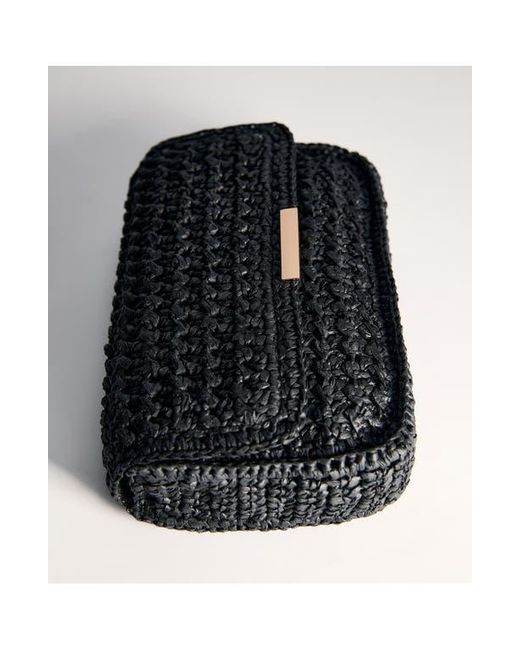 Mango Braided Raffia Bag in Black | Lyst