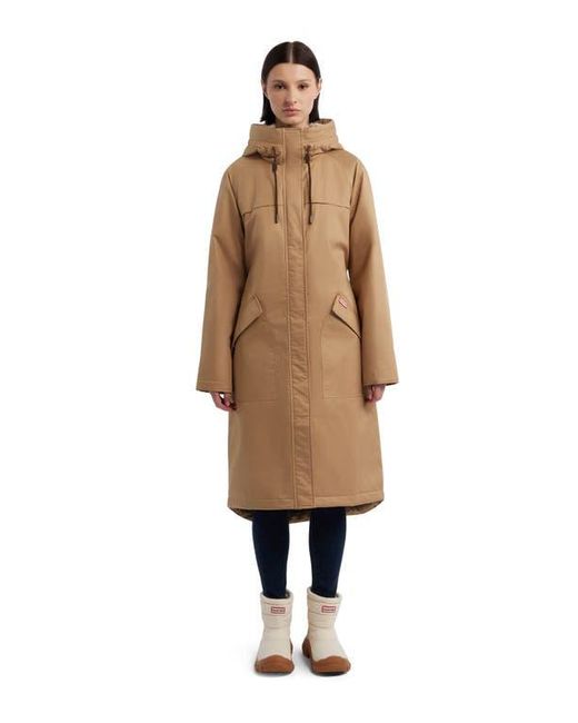 HUNTER Jane Canvas Padded Longline Coat in Brown | Lyst