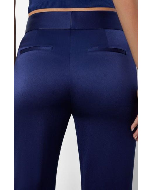 Alice + Olivia Andrew Satin Bootcut Pants in Blue | Lyst