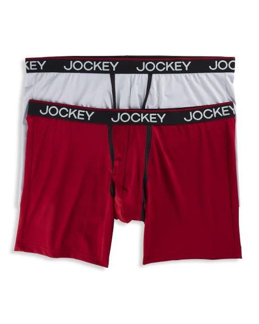 Jockey 2-Pk Chafe-Proof Micro Boxer Briefs in Red for Men | Lyst