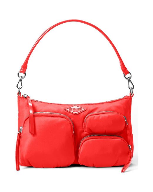 MZ Wallace Petite Chelsea Nylon Shoulder Bag in Red | Lyst