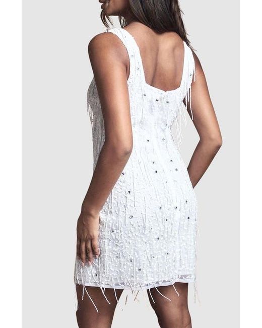 Coast Sequin Fringe Bridal Mini Dress in White | Lyst
