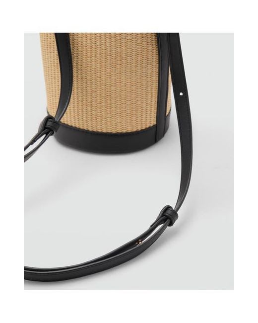 Mango Small Raffia Bucket Bag in Black | Lyst