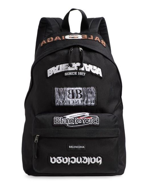 Balenciaga Explorer Patches Backpack in Black for Men | Lyst