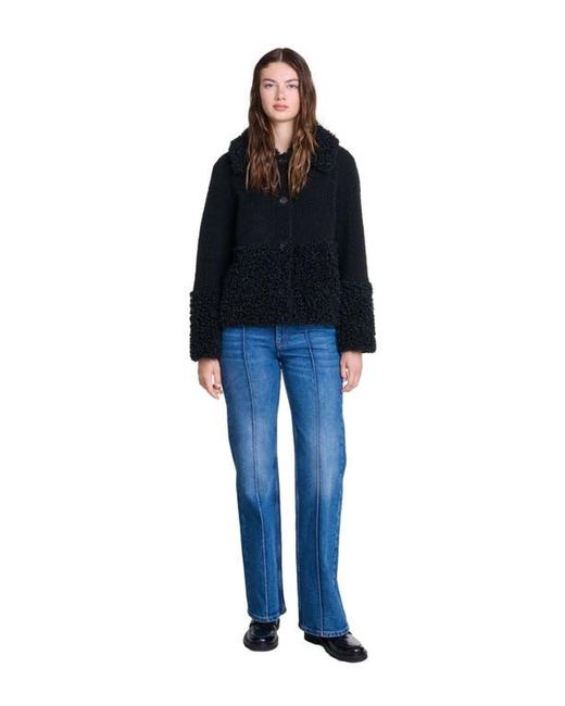 Maje Curly Jacket in Blue | Lyst