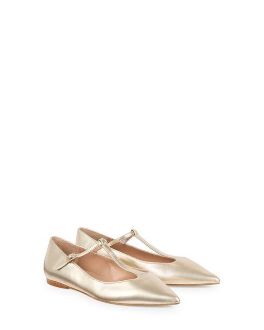 LK Bennett Drew T-Bar Pointed Toe Flat in Natural | Lyst