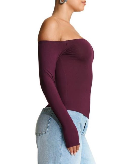 Naked Wardrobe Butter Off The Shoulder Top in Red | Lyst