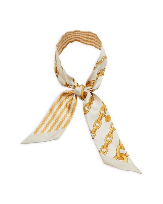 Versace Treasure & Chain Print Silk Skinny Scarf | Lyst