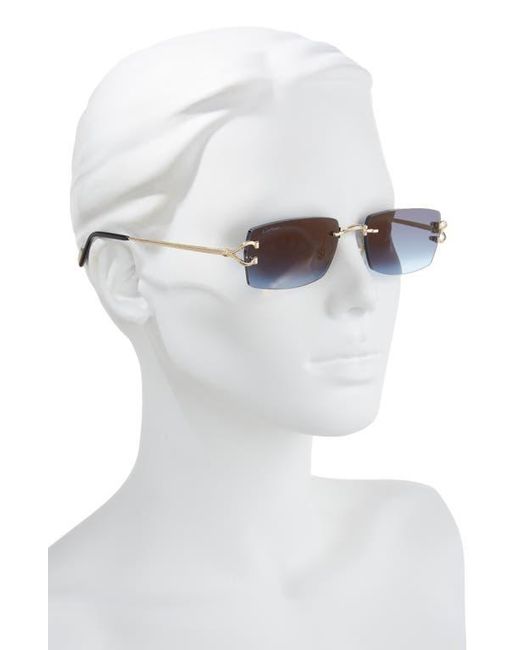 Cartier 56Mm Rimless Rectangular Sunglasses in Blue for Men | Lyst