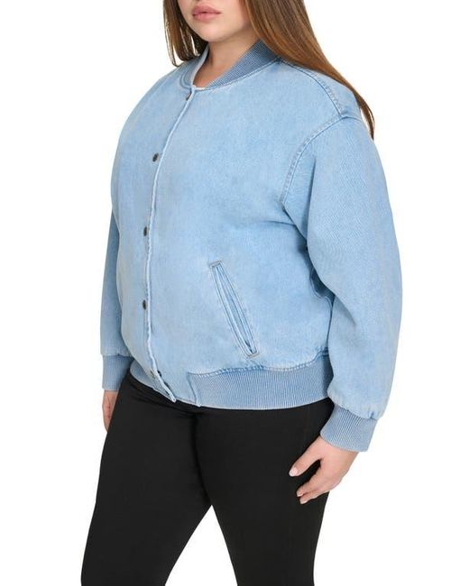 Levi's Crop Varsity Denim Bomber Jacket in Blue | Lyst