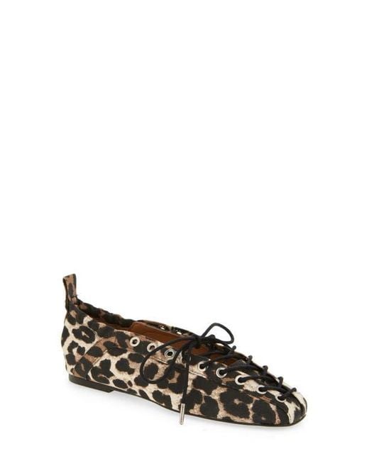 Ganni Ghillie Ballerina Flat in Black | Lyst