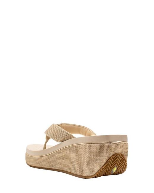Volatile Lantern Platform Wedge Flip Flop in Natural | Lyst