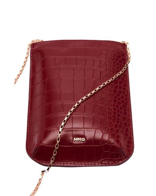 Mango Croc Embossed Faux Leather Phone Pouch in Red | Lyst