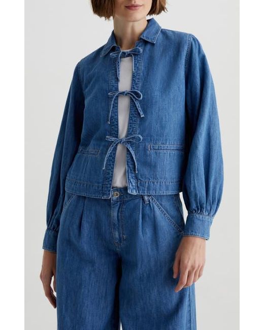 AG Jeans Dottie Tie Front Denim Jacket in Blue | Lyst