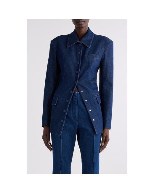 Dries Van Noten Fitted Denim Jacket in Blue | Lyst