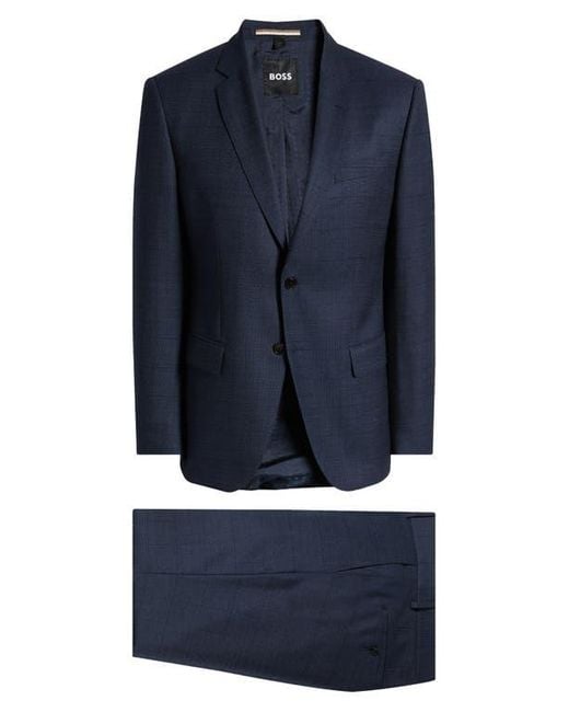 BOSS Huge Windowpane Check Wool Blend Suit in Blue for Men | Lyst