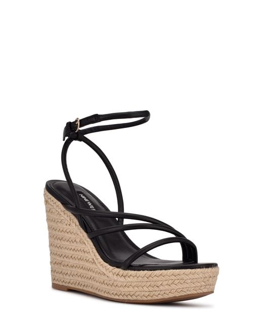 Nine West Hipsta Espadrille Platform Wedge Sandal In Black Lyst