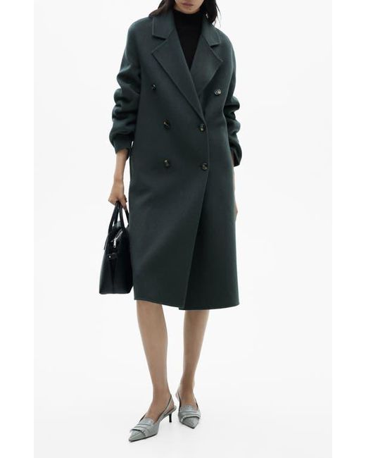 Mango Handmade Oversize Double Breasted Coat in Black | Lyst