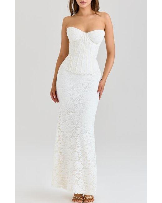House Of Cb Solaine Lace Corset Gown in White | Lyst