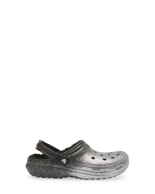 Crocs™ Classic Glitter Faux Furl Lined Clog in Gray | Lyst