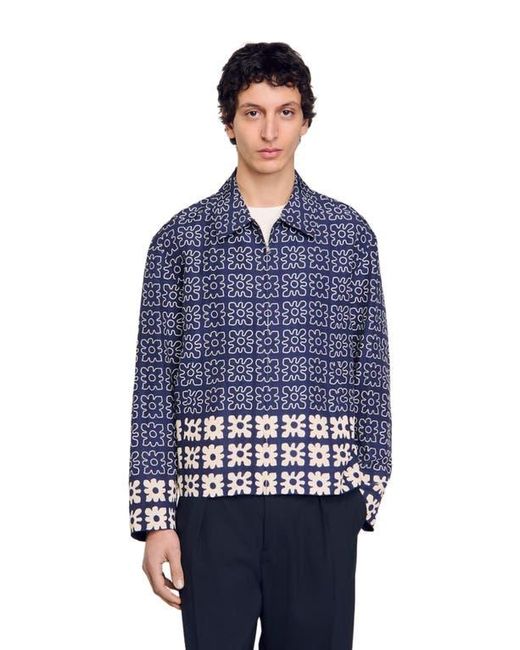 Sandro Jacket With Floral Motif in Blue for Men | Lyst