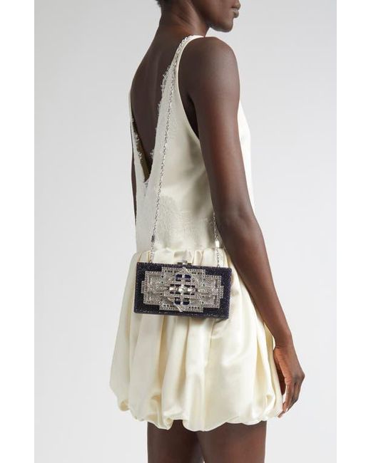 Judith Leiber Lillian Sleek Crystal Embellished Clutch in Gray | Lyst