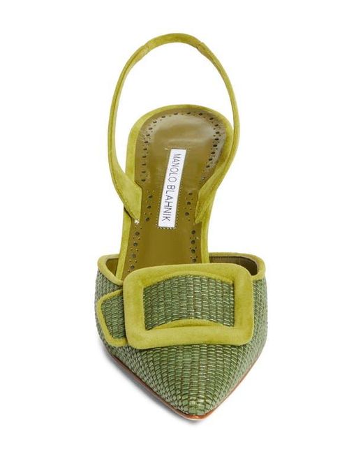 Manolo Blahnik Mayslibi Buckle Slingback Pump in Yellow | Lyst