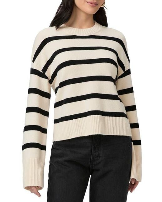 PAIGE Zofia Stripe Recycled Wool Blend Sweater in Black | Lyst